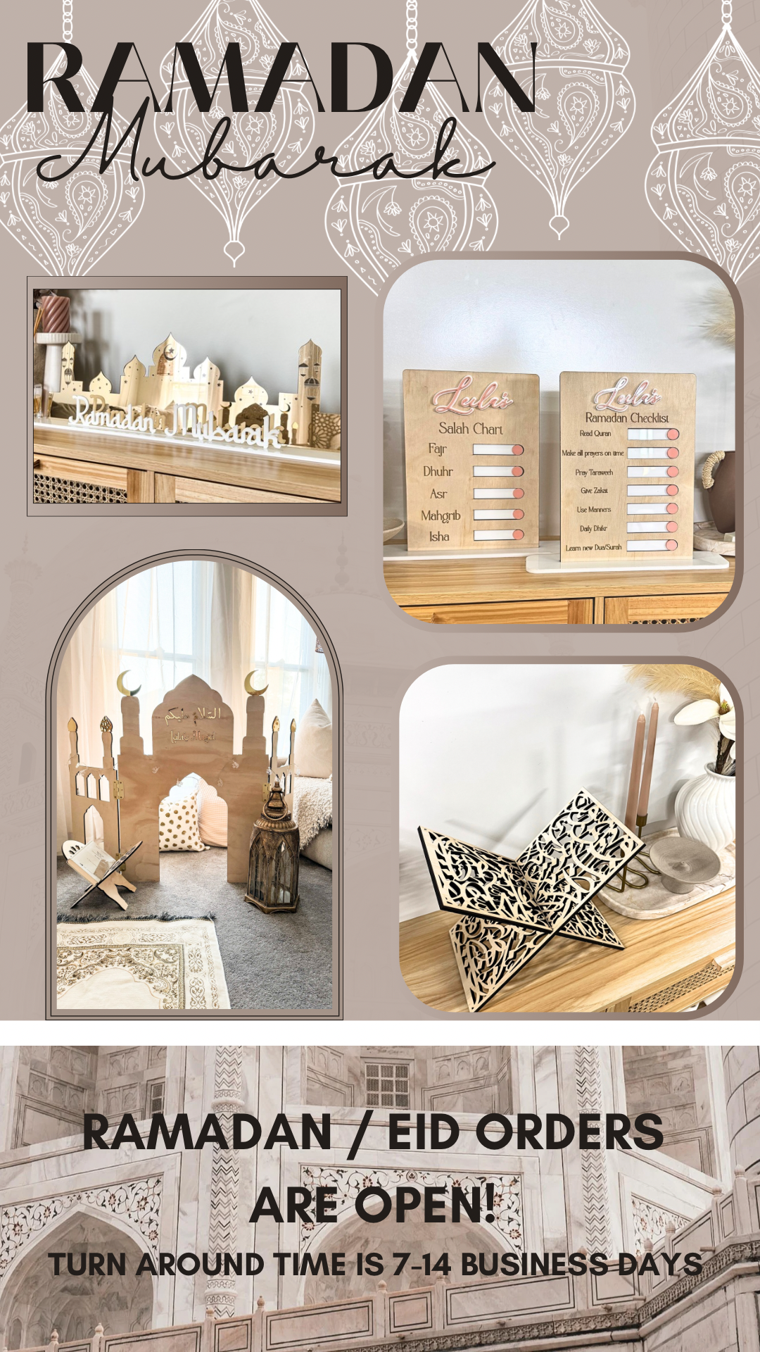 Ramadan Mubarak calligraphy with English – Pretty Pieces by Tara