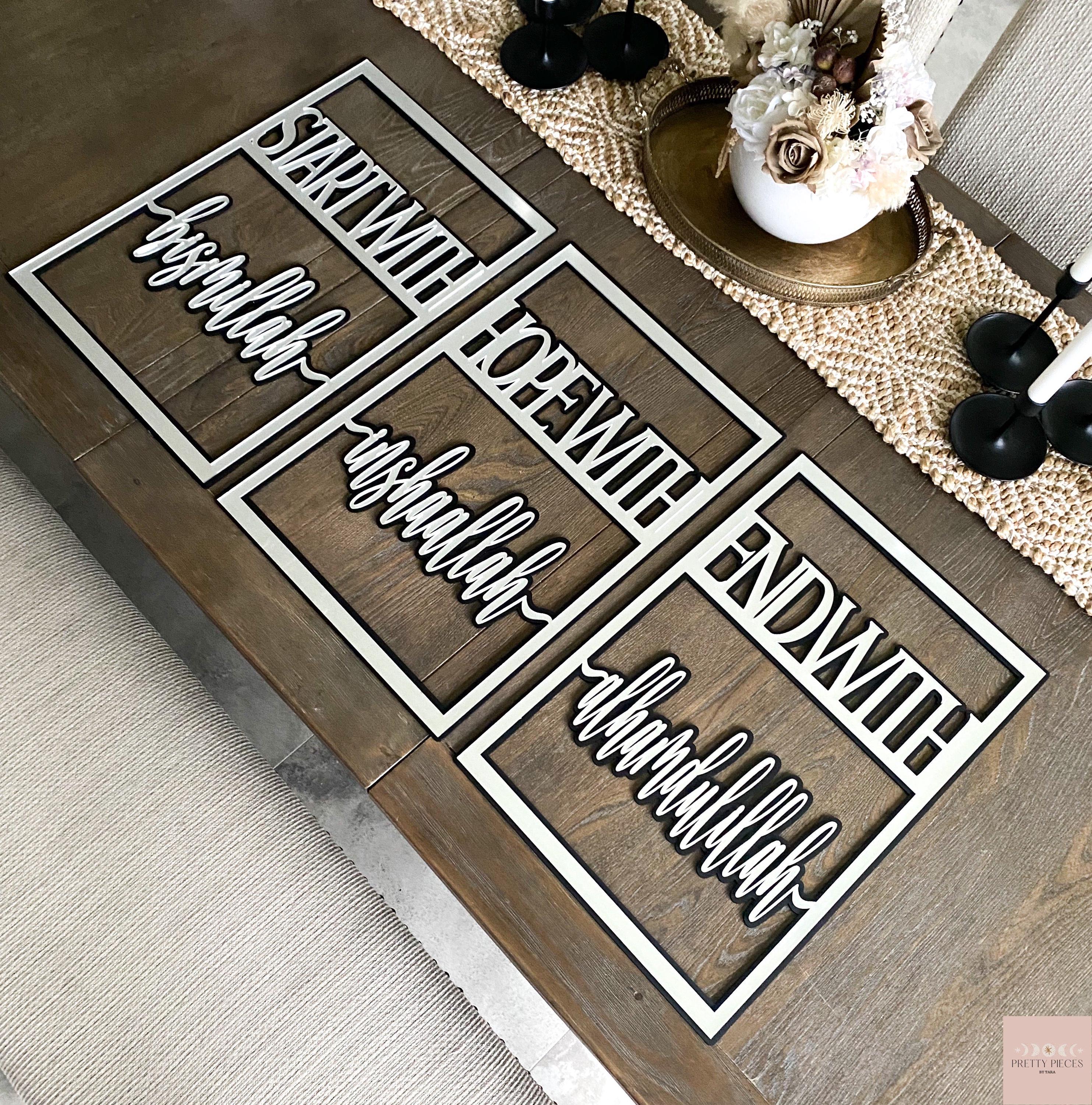 Start with Bismillah End with Alhamdulillah framed 3 piece set – Pretty ...